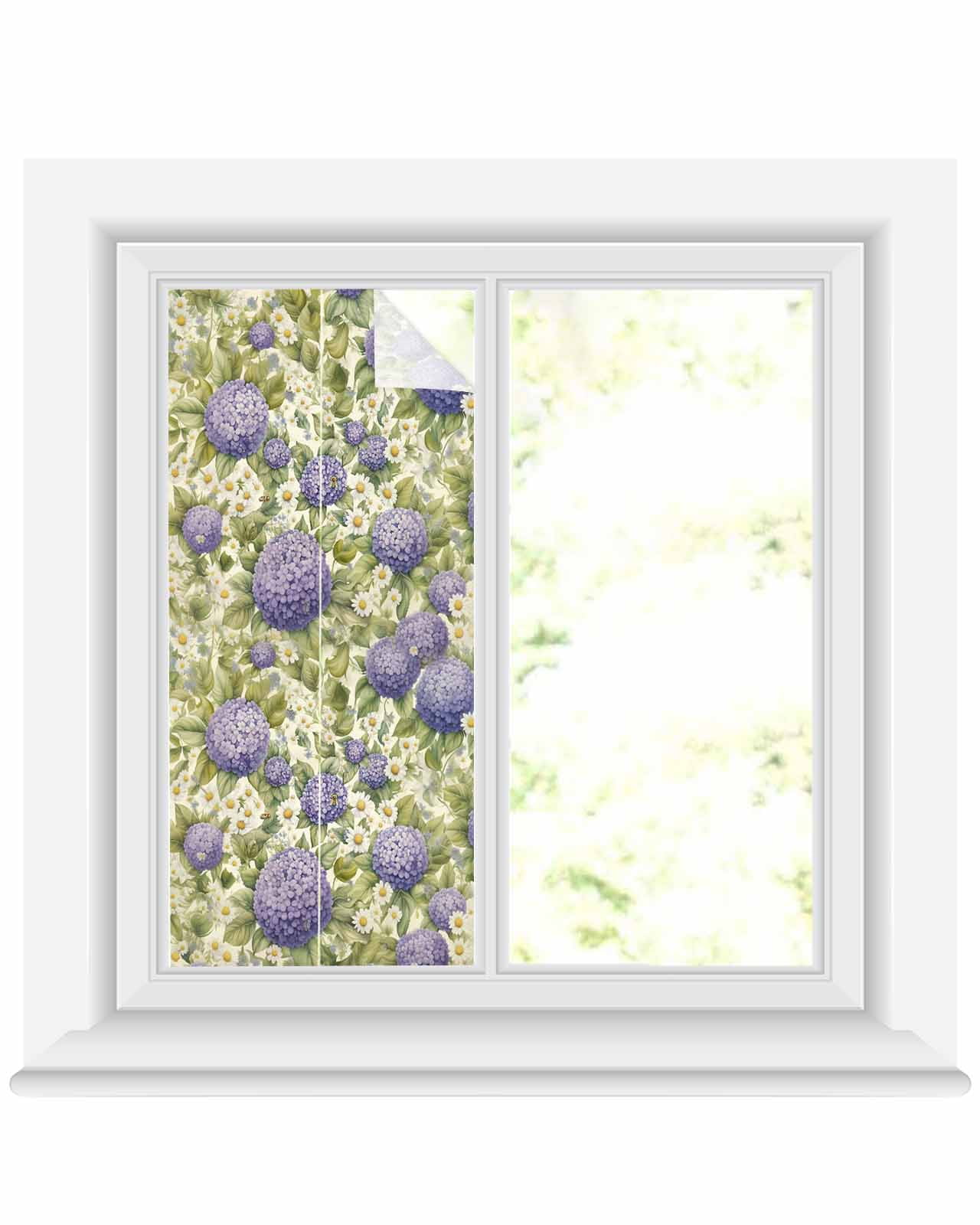 Window Privacy Film Purple Hydrangeas Stained Glass Window Film ...