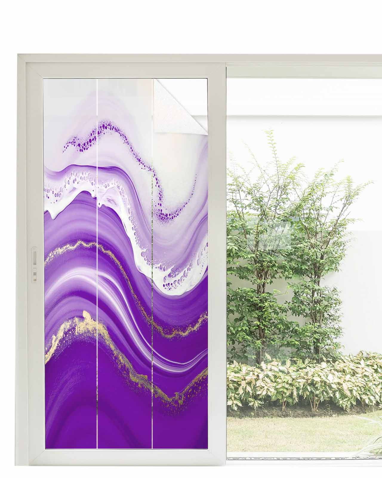 Window Privacy Film Purple Modern Wavers Stained Glass Window Film ...