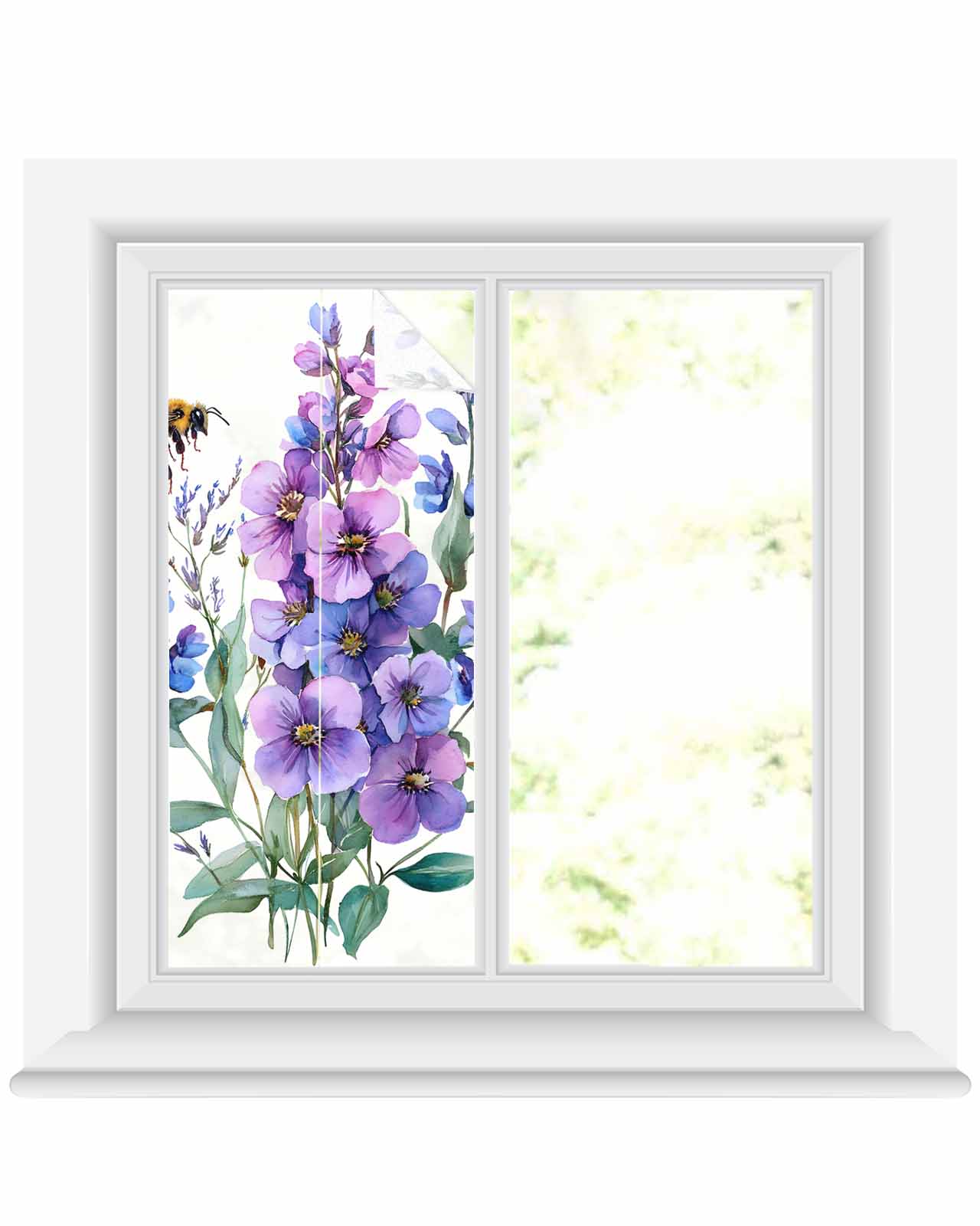 Window Privacy Film Purple Spring Floral Stained Glass Window Film ...