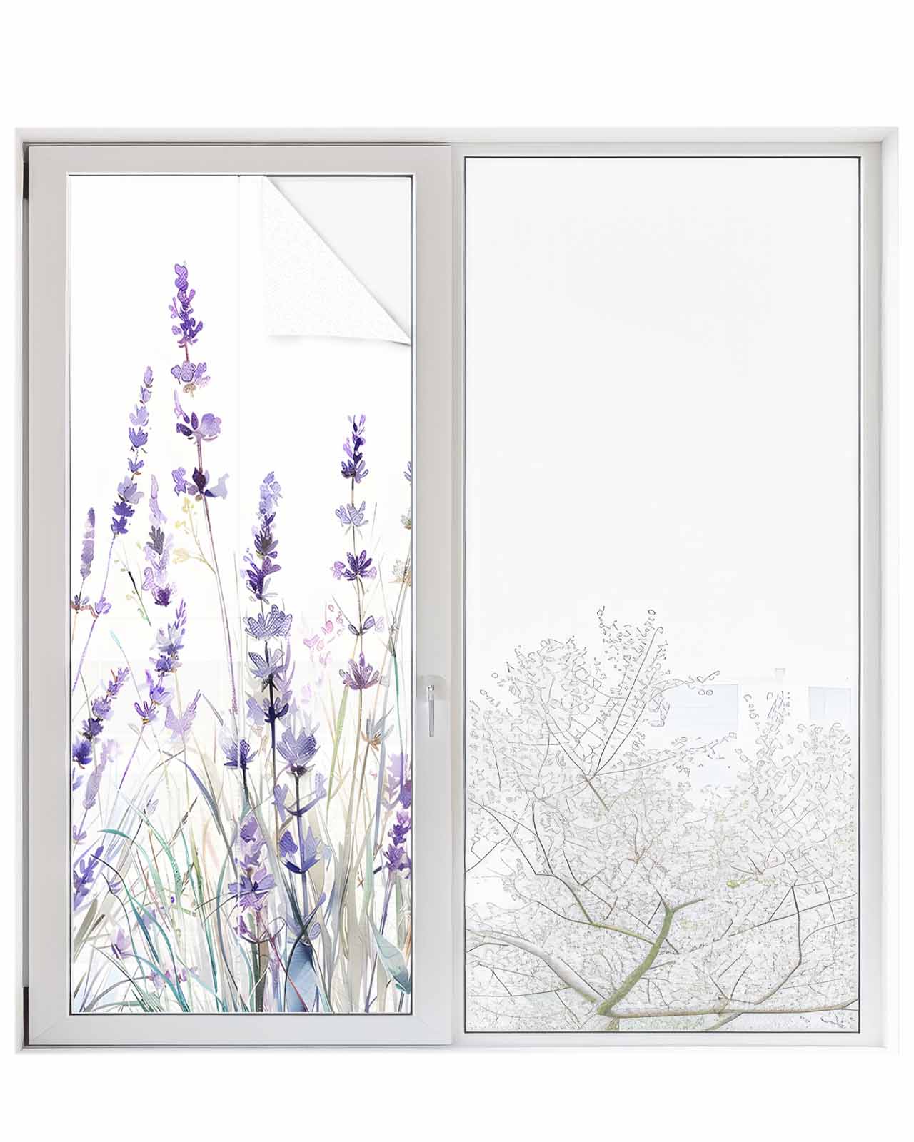 Window Privacy Film Purple Spring Floral Stained Glass Window Film ...