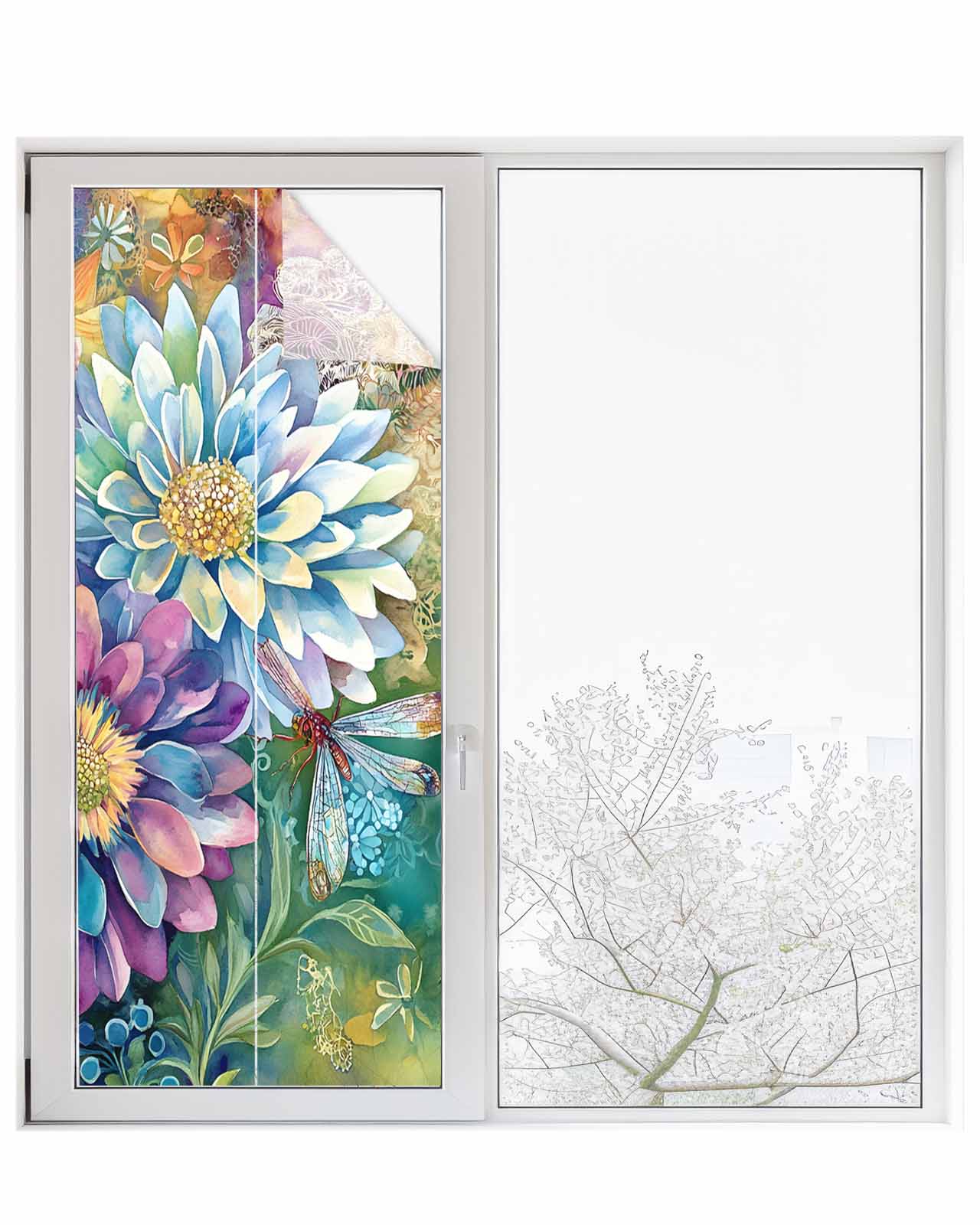 Window Privacy Film Purple Spring Floral Stained Glass Window Film ...