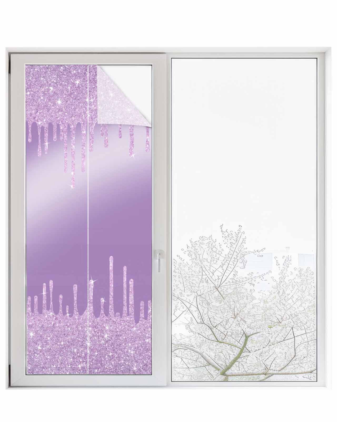 Window Privacy Film Purple Stained Glass Window Film Decorative Sun ...