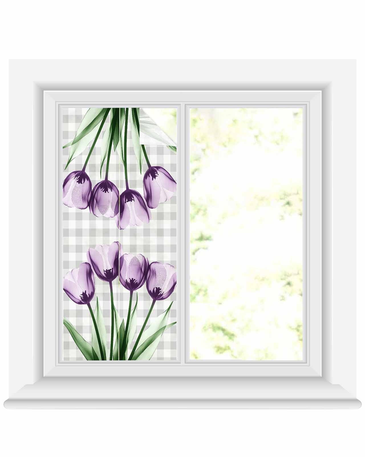 Window Privacy Film Purple Tulip Stained Glass Window Film Decorative ...