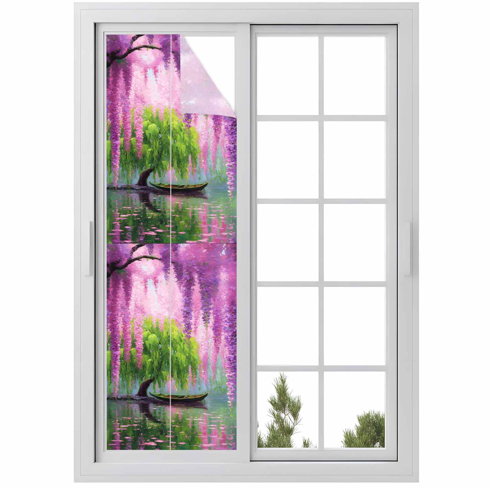 Window Privacy Film Purple Vine Flowers Stained Glass Window Film ...