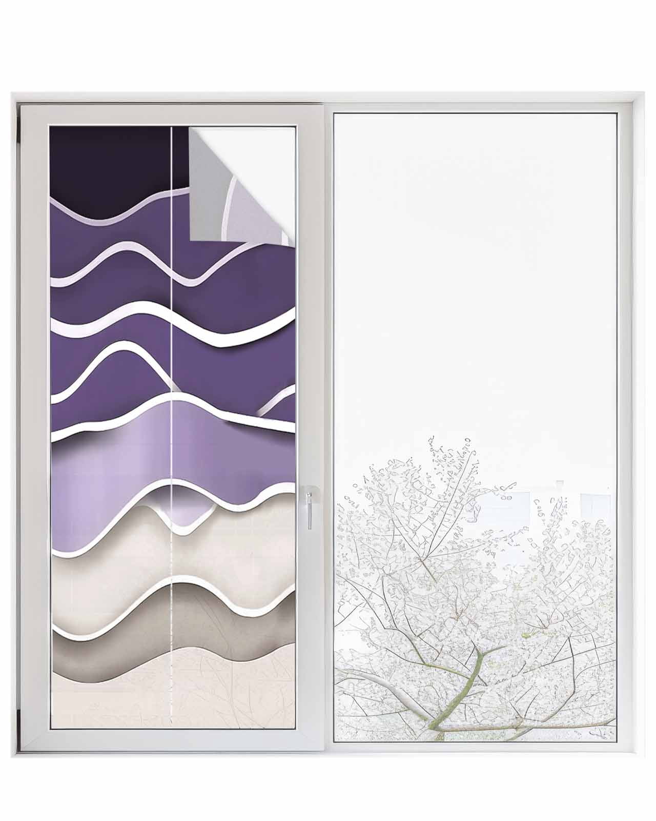 Window Privacy Film Purple Wave Stained Glass Window Film Decorative ...