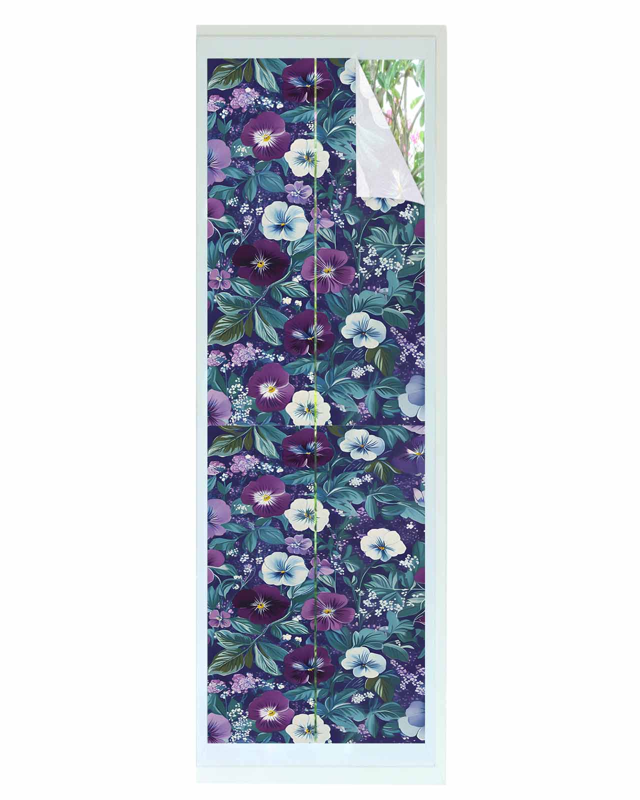 Window Privacy Film Purple White Floral Stained Glass Window Film ...