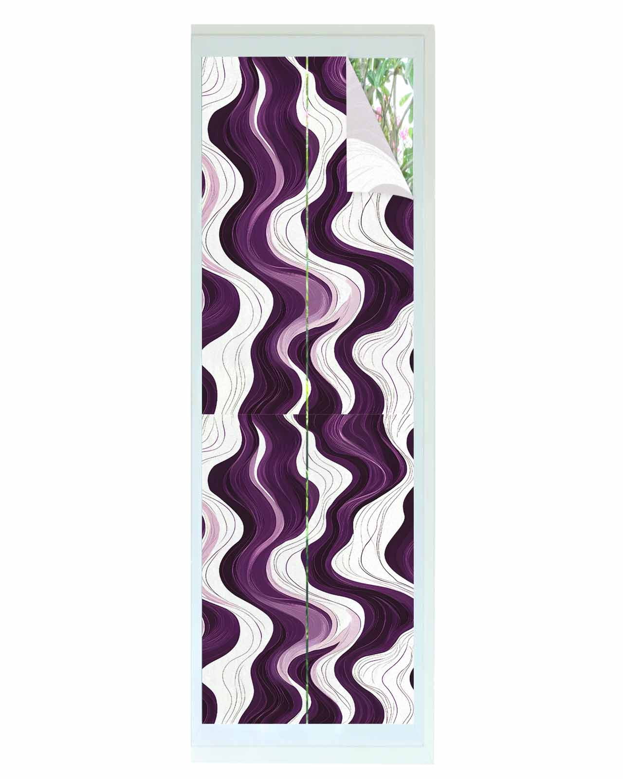 Window Privacy Film Purple White Stripes Stained Glass Window Film ...