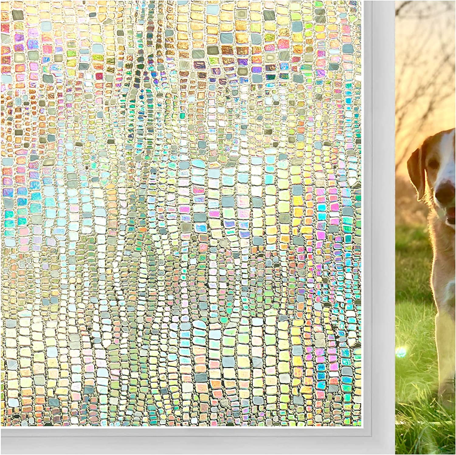 Window Privacy Film Rainbow 3D Decorative Glass Vinyl Stained Glass ...