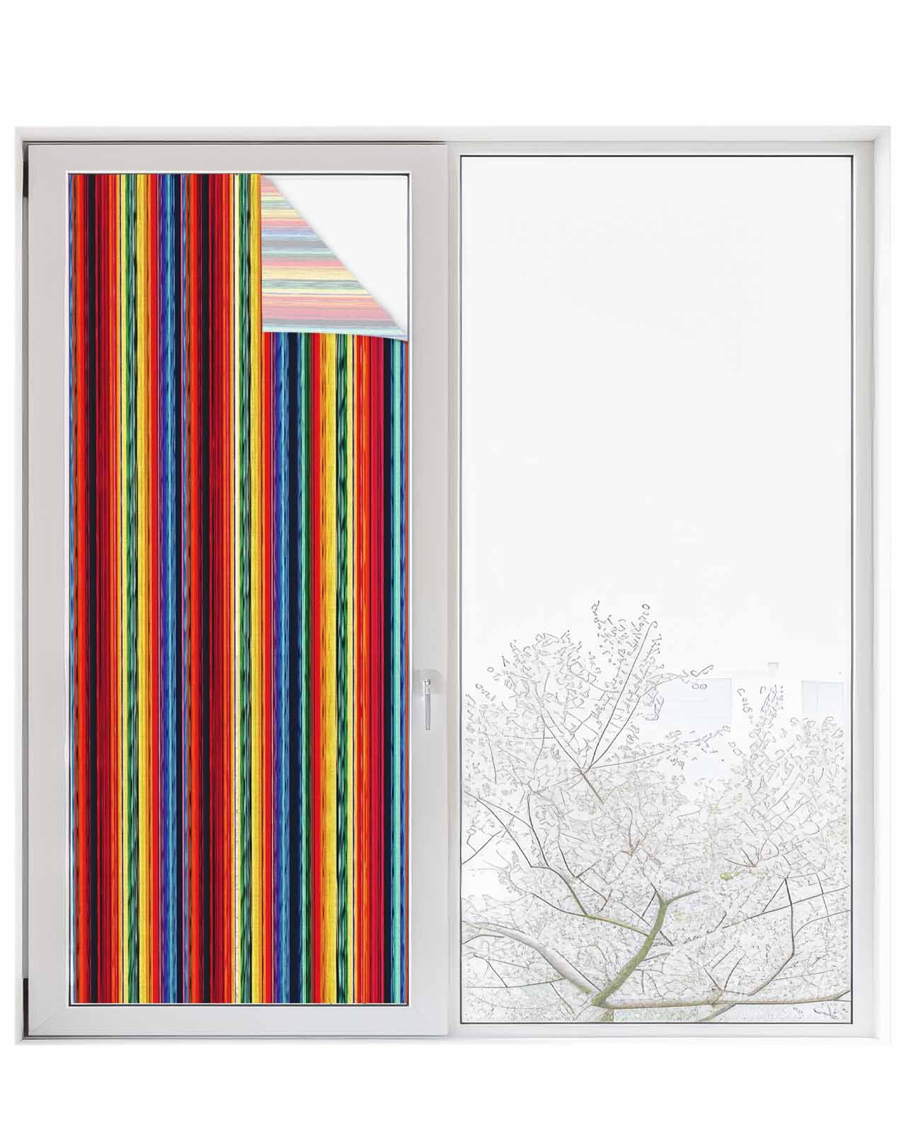 Window Privacy Film Rainbow Striped Stained Glass Window Film ...