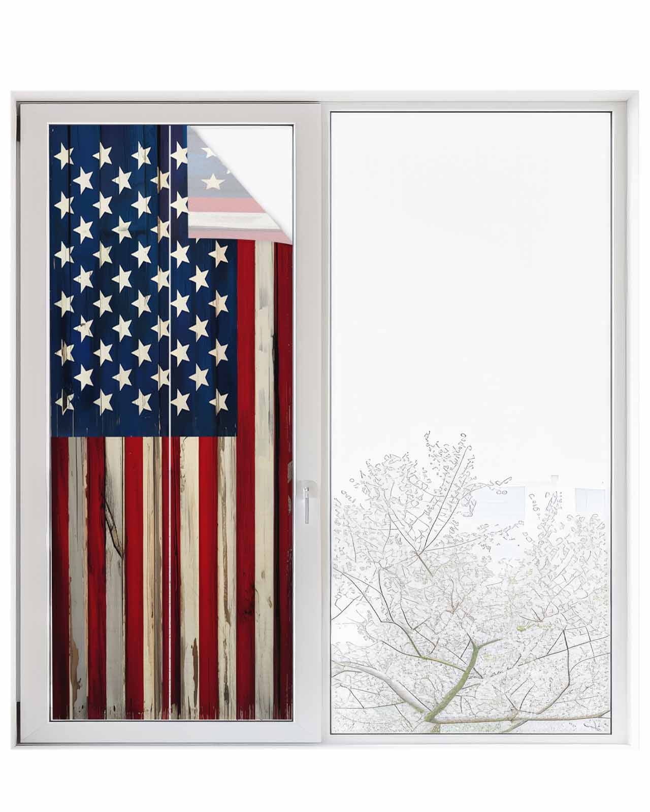 Window Privacy Film Red American Flag Stained Glass Window Film ...