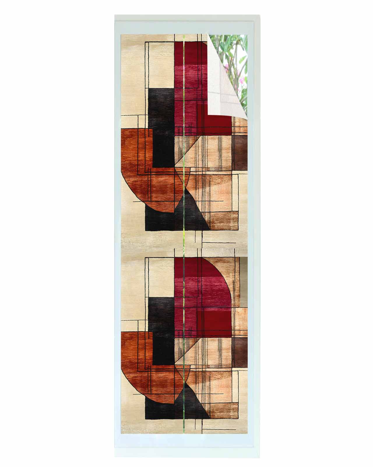 Window Privacy Film Red Beige Geometric Stained Glass Window Film ...