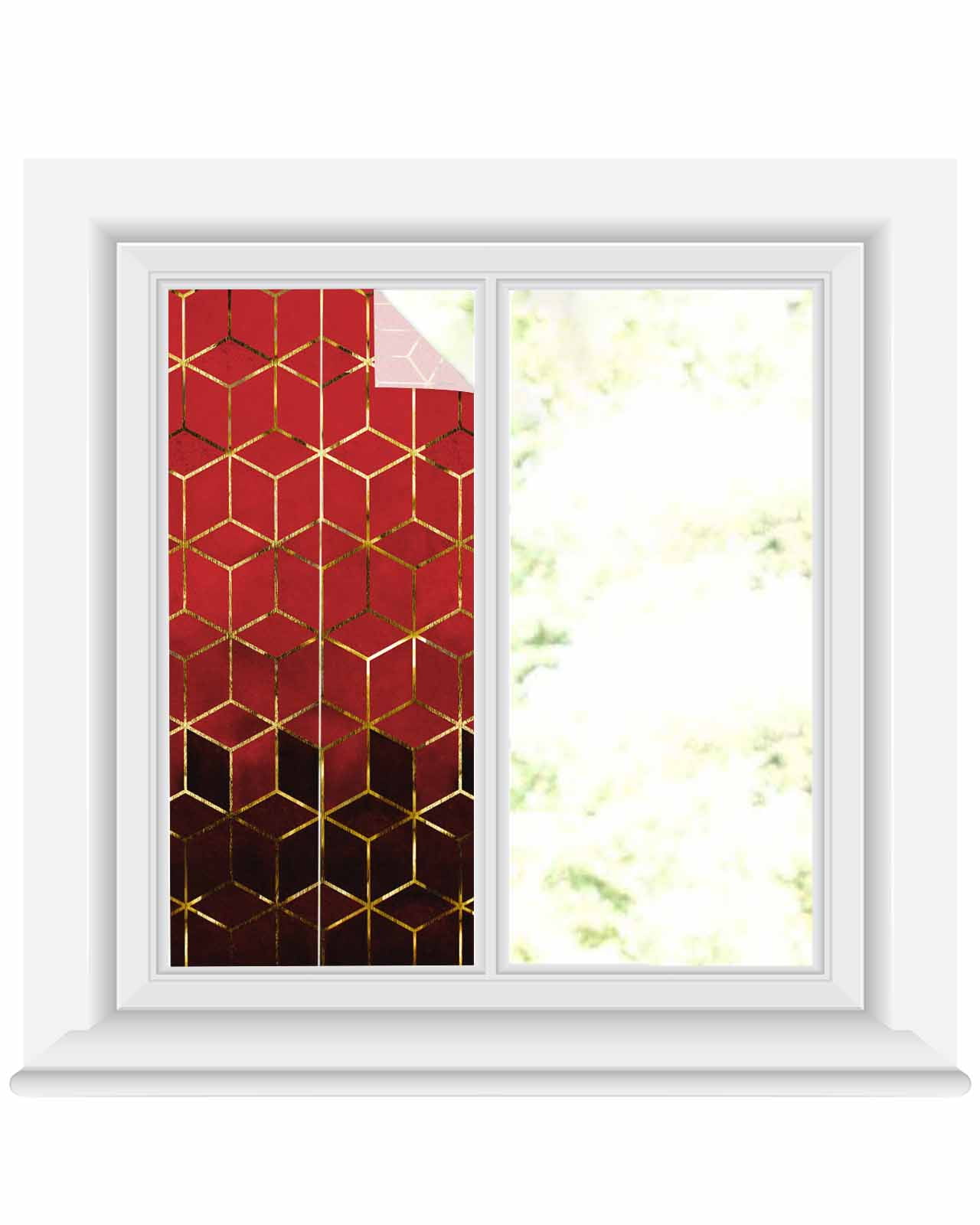 Window Privacy Film, Red Black Marble UV Sun Blocking Window Tint Film ...