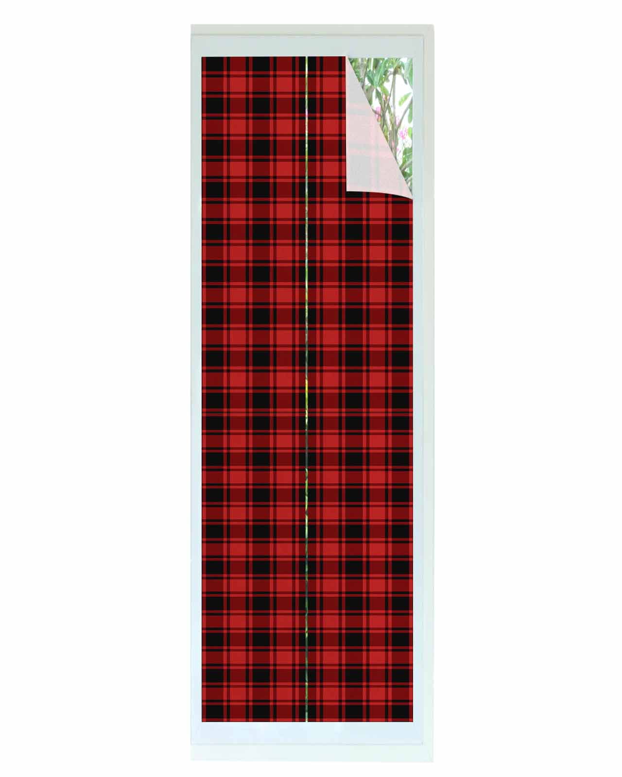 Window Privacy Film Red Black Plaid Stained Glass Window Film ...