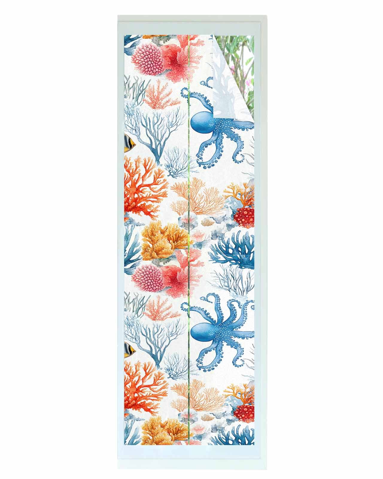 Window Privacy Film Red Blue Coastal Stained Glass Window Film ...