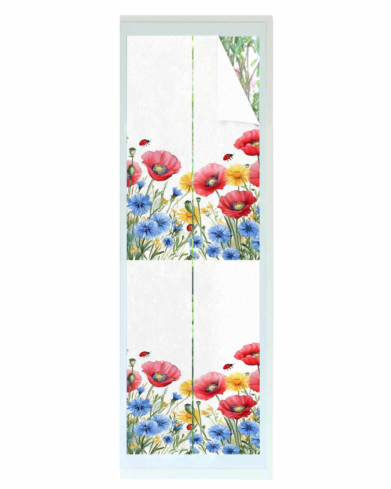 Window Privacy Film Red Blue Floral Stained Glass Window Film ...