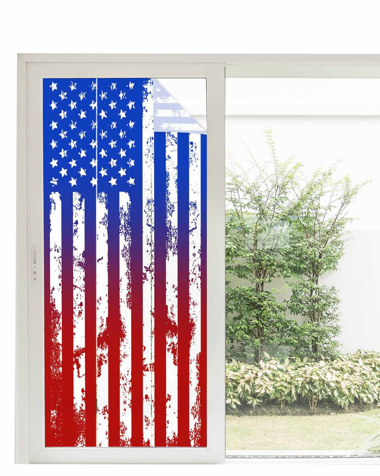 Window Privacy Film Red Blue Stained Glass Window Film Decorative Sun ...