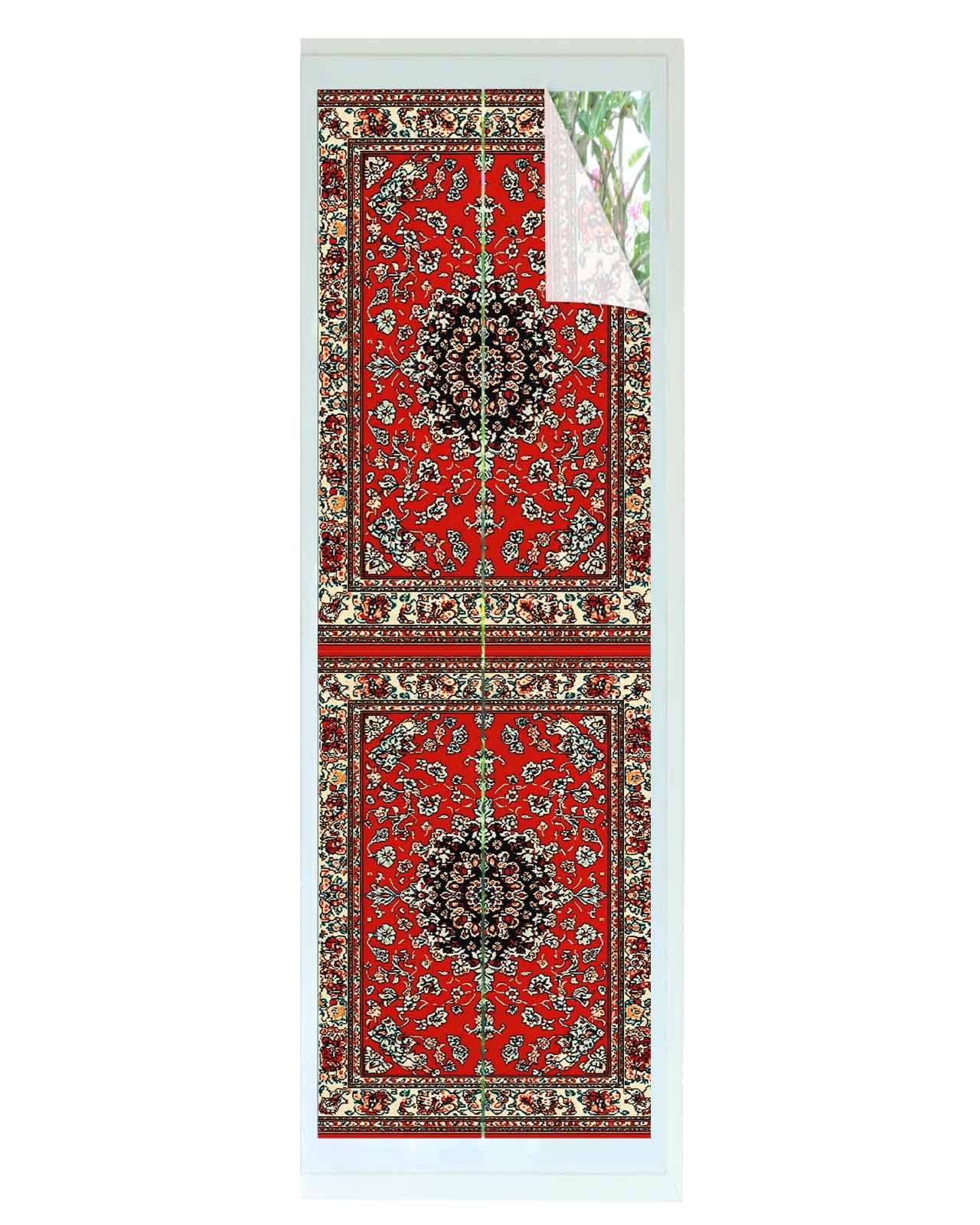 Window Privacy Film Red Boho Stained Glass Window Film Decorative Sun ...