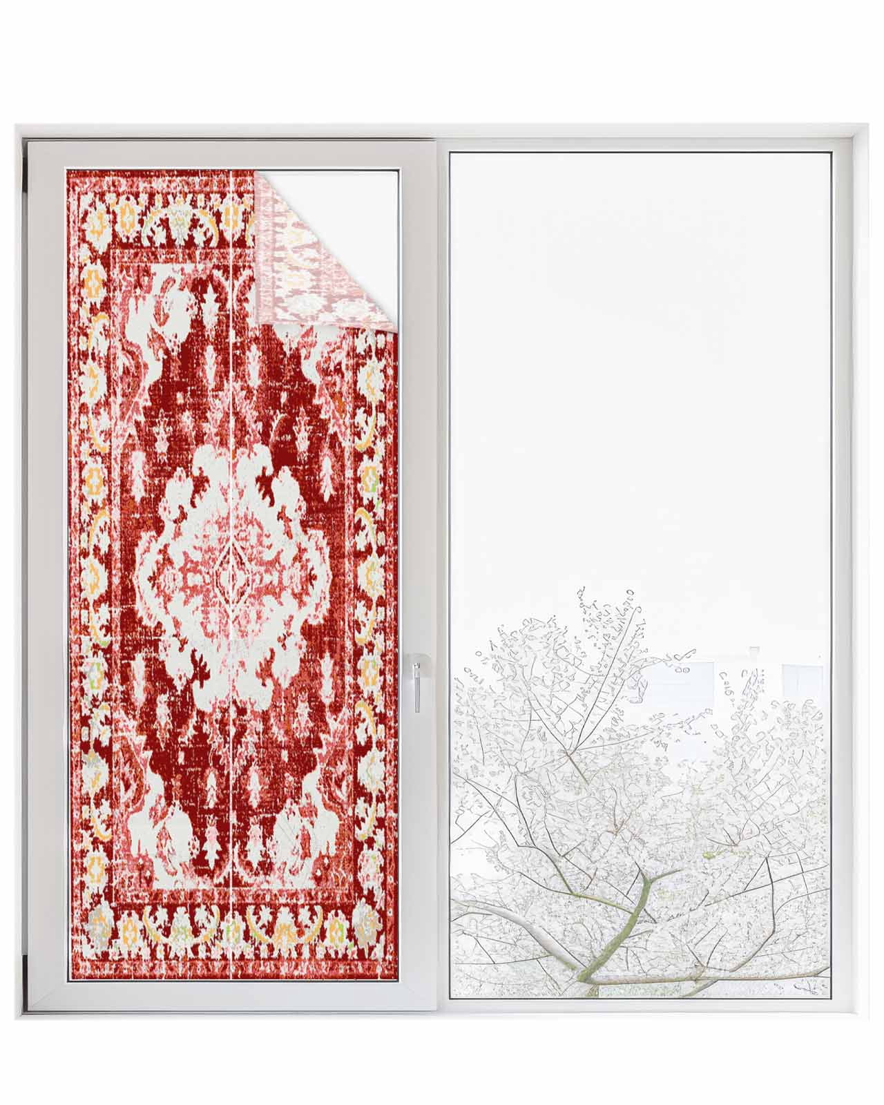 Window Privacy Film, Red Boho UV Sun Blocking Window Tint Film Heat ...