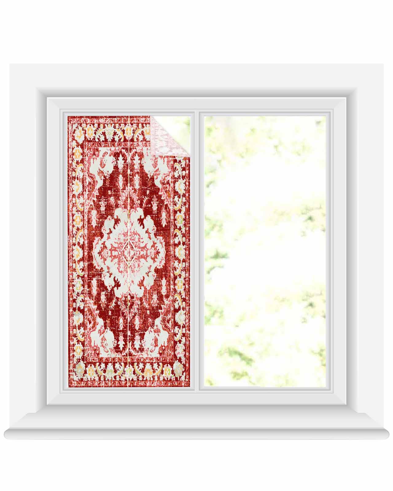 Window Privacy Film, Red Boho UV Sun Blocking Window Tint Film Heat ...