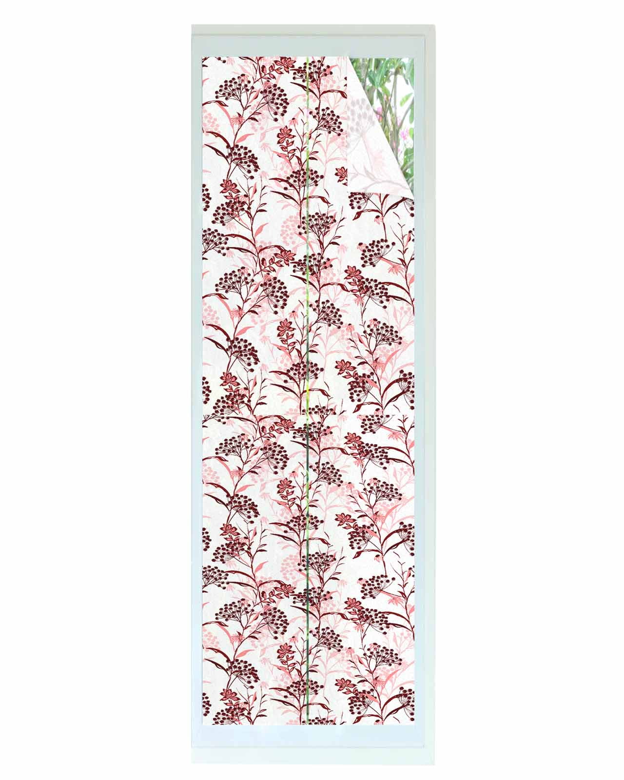 Window Privacy Film, Red Botanical Floral UV Sun Blocking Window Tint ...