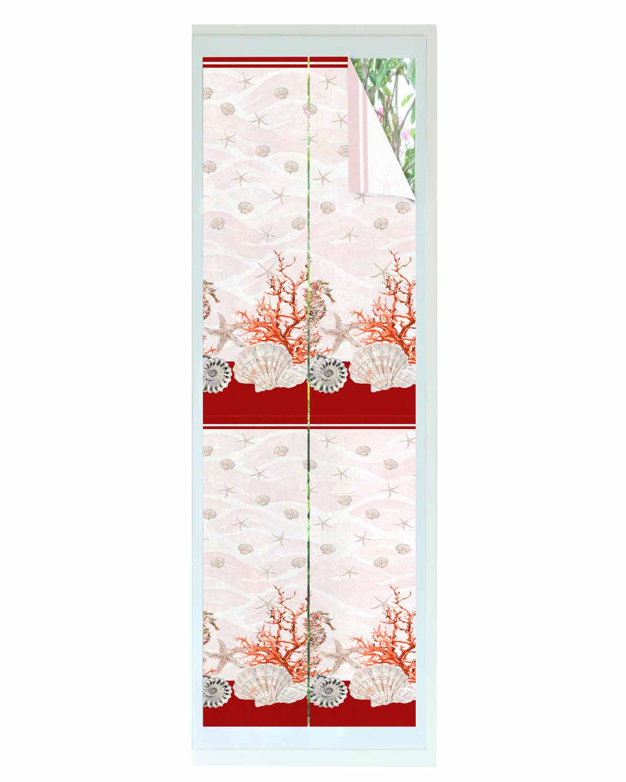 Window Privacy Film Red Coastal Shell Stained Glass Window Film ...