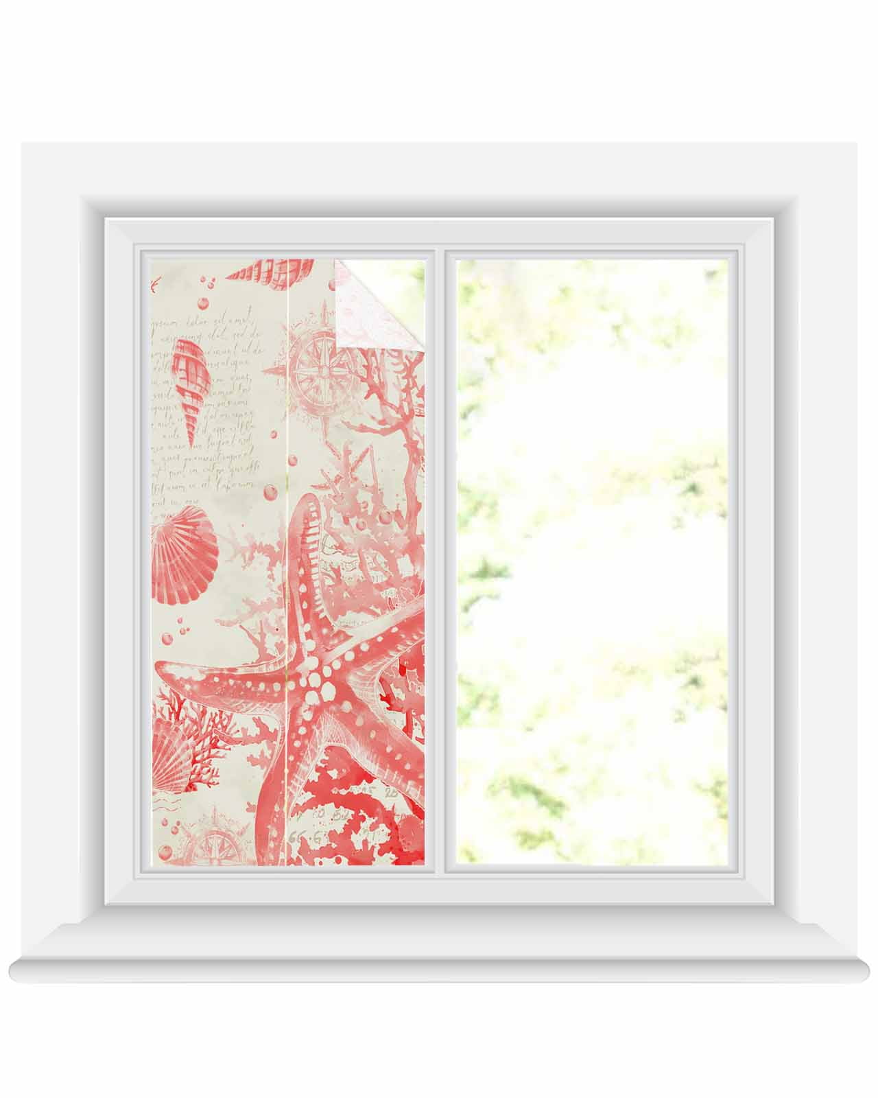 Window Privacy Film Red Coastal Starfish Stained Glass Window Film ...