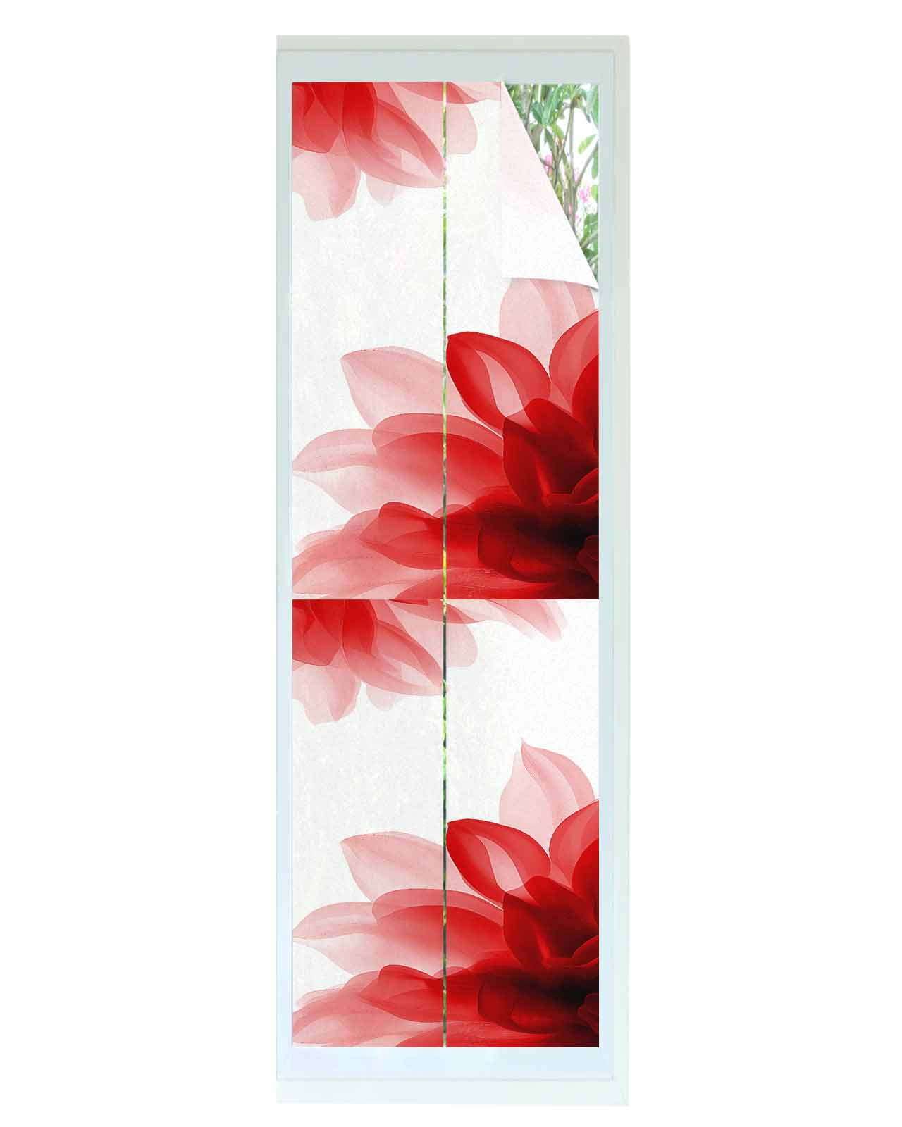 Window Privacy Film Red Flower Stained Glass Window Film Decorative Sun ...