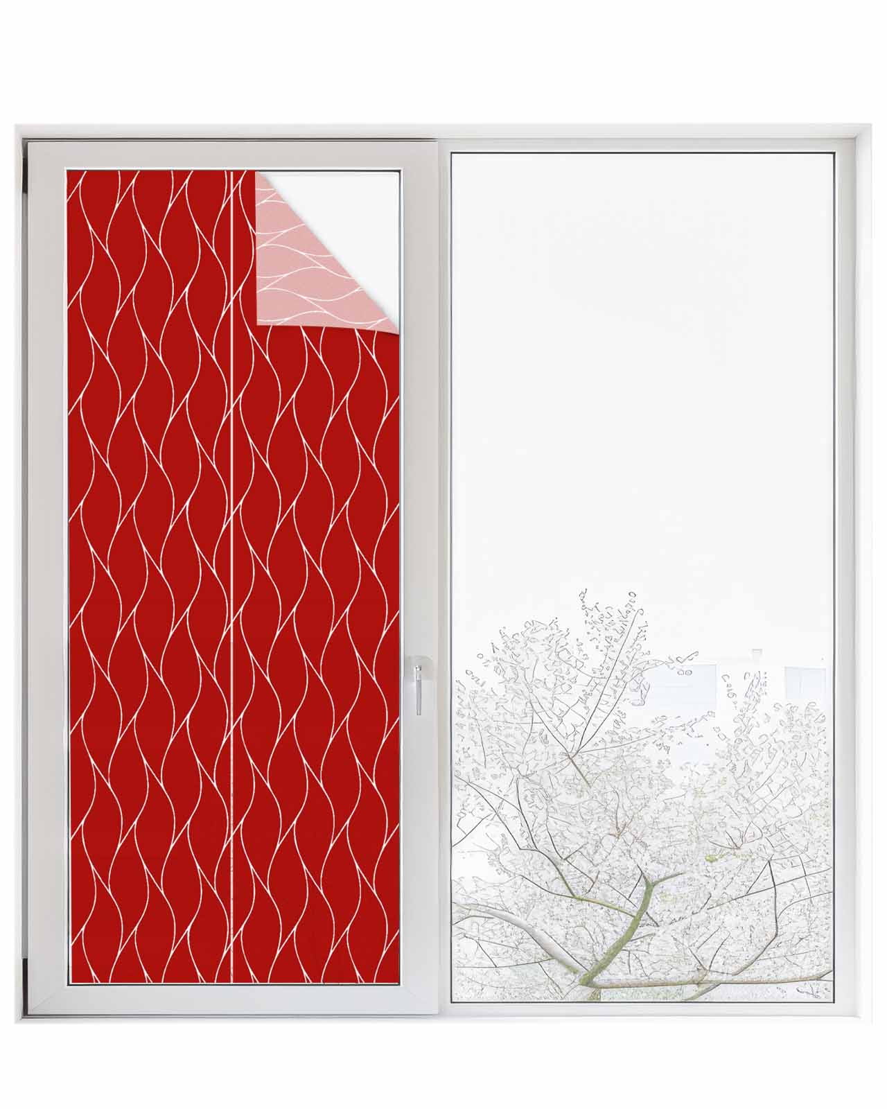 Window Privacy Film, Red Geometric UV Sun Blocking Window Tint Film ...