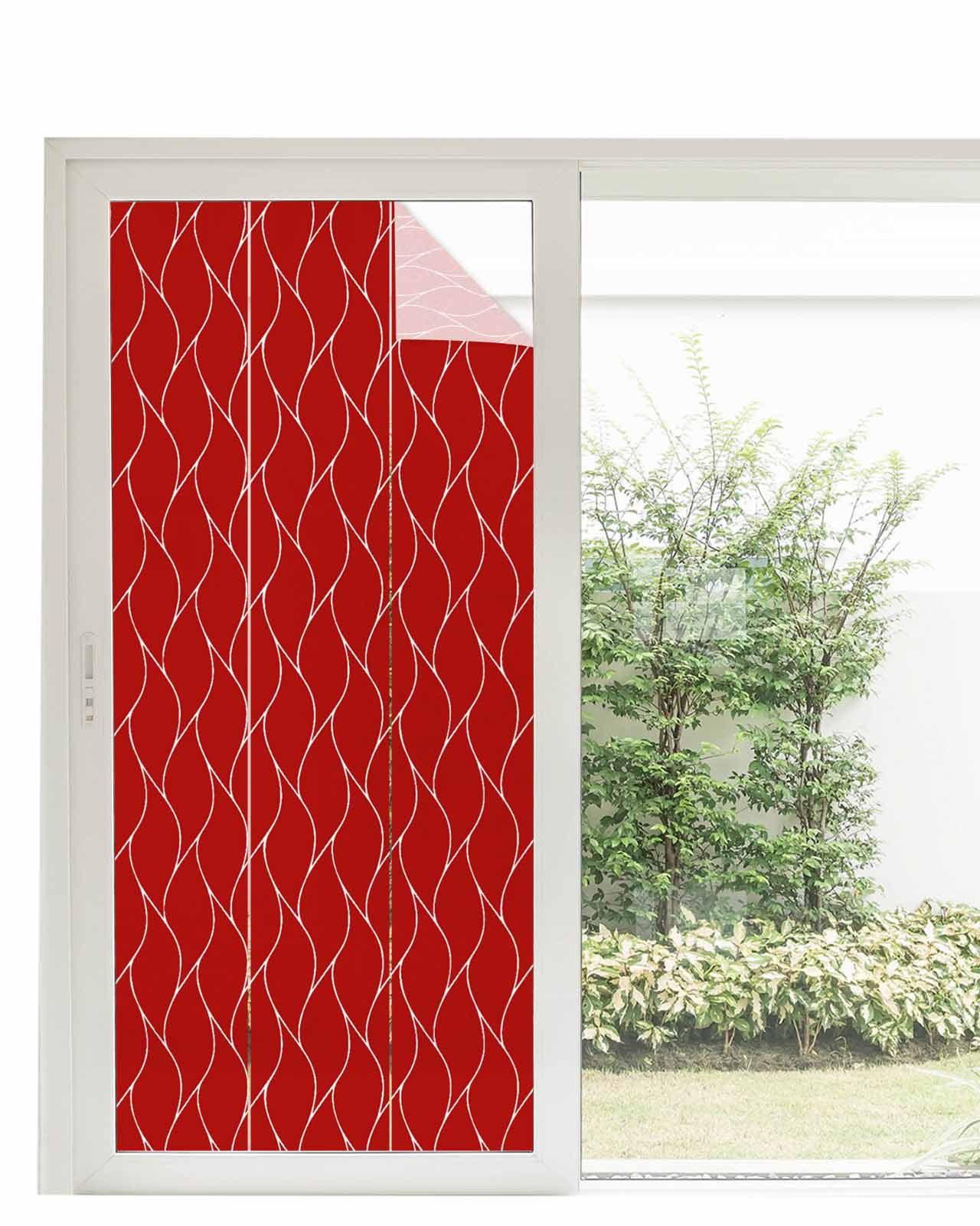 Window Privacy Film, Red Geometric UV Sun Blocking Window Tint Film ...