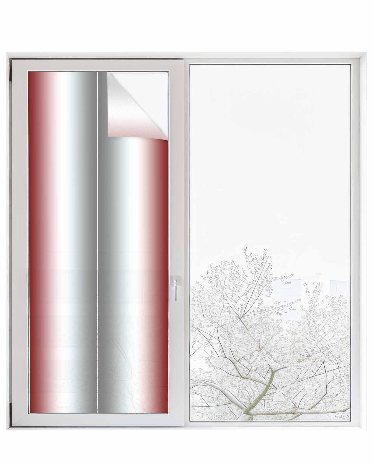 Window Privacy Film Red Grey Stained Glass Window Film Decorative Sun ...