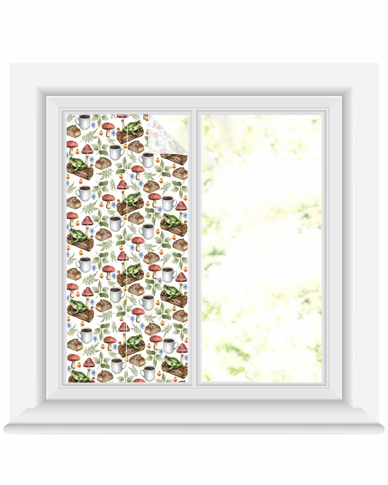 Window Privacy Film Red Mushroom Stained Glass Window Film Decorative ...
