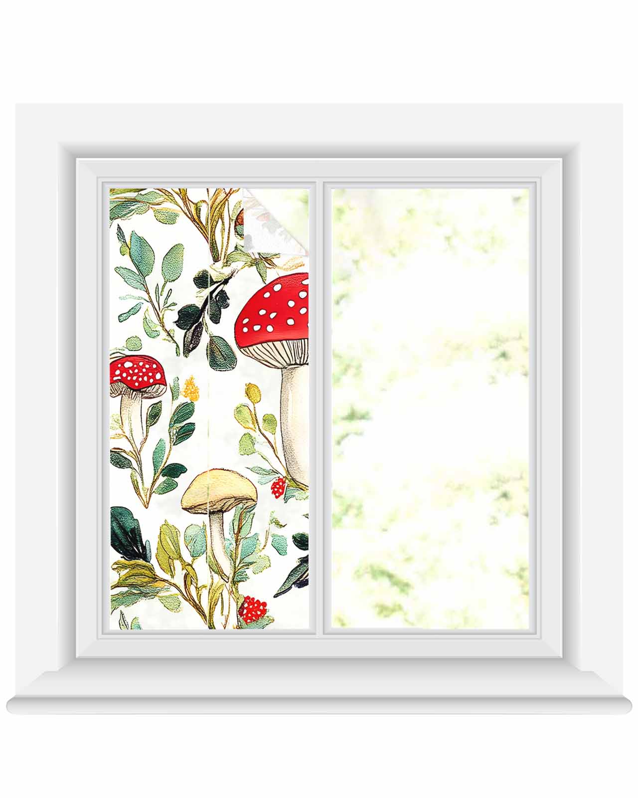 Window Privacy Film Red Mushrooms Stained Glass Window Film Decorative ...