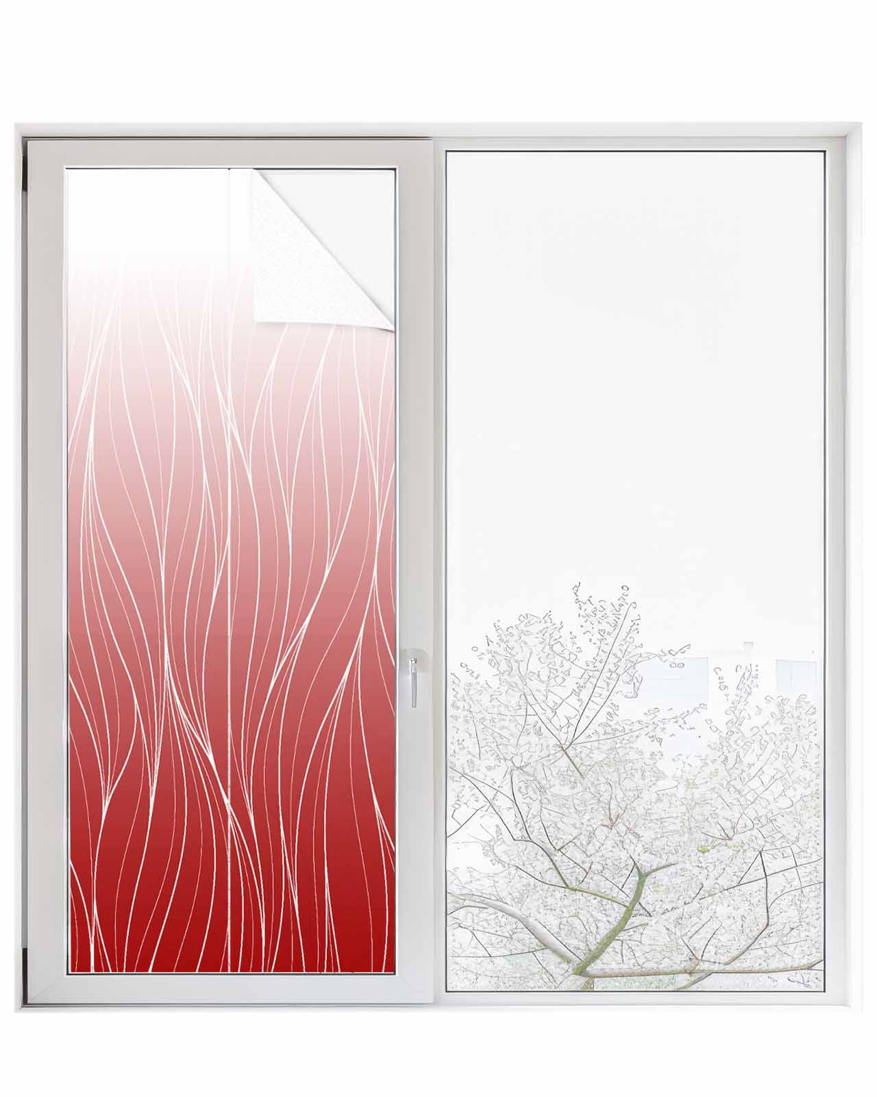 Window Privacy Film, Red Ombre Lines UV Sun Blocking Window Tint Film ...