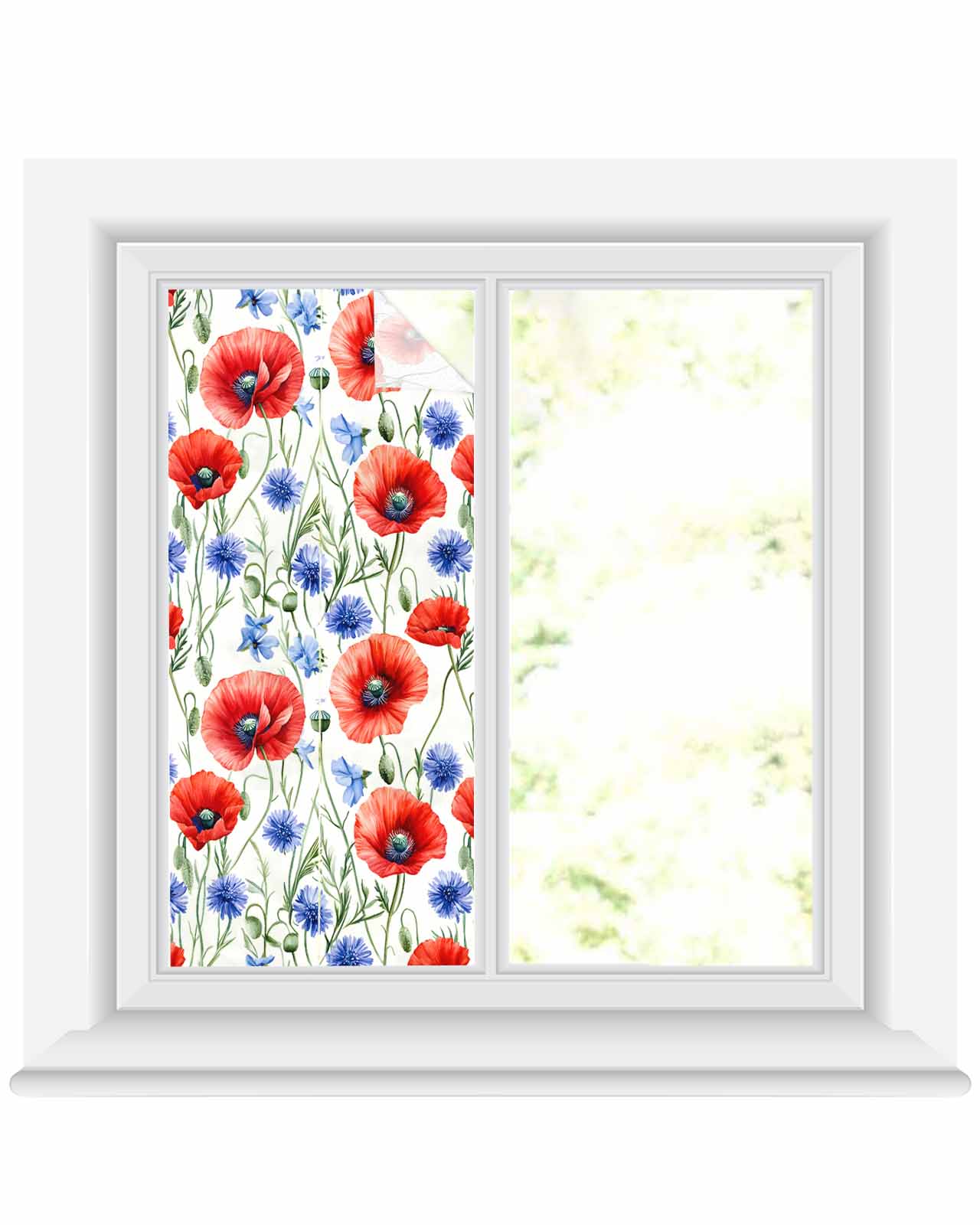 Window Privacy Film Red Poppy Floral Stained Glass Window Film ...
