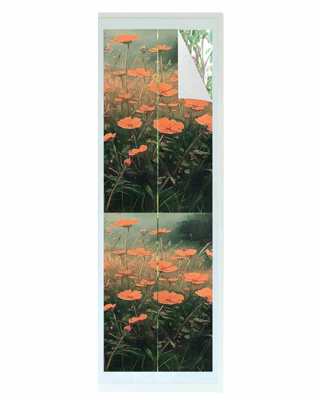 Window Privacy Film Red Spring Floral Stained Glass Window Film ...