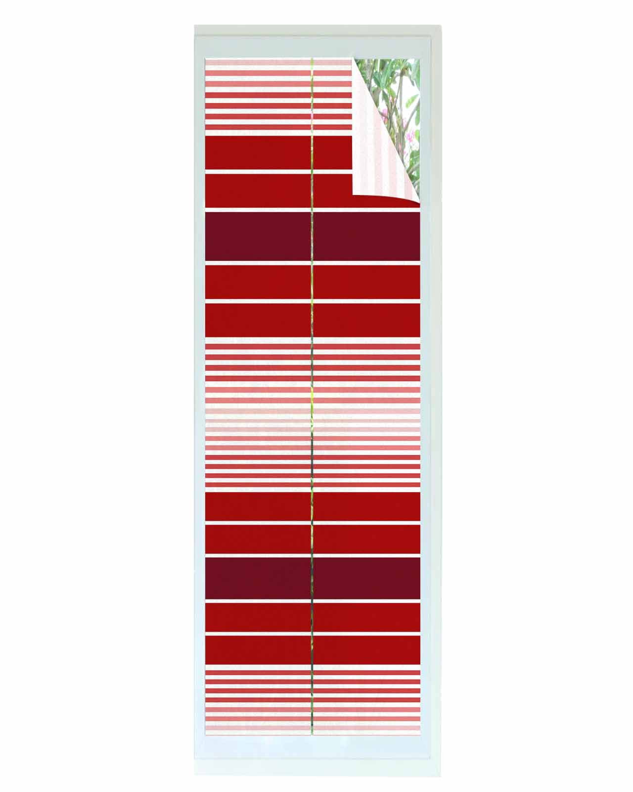 Window Privacy Film Red Striped Stained Glass Window Film Decorative ...