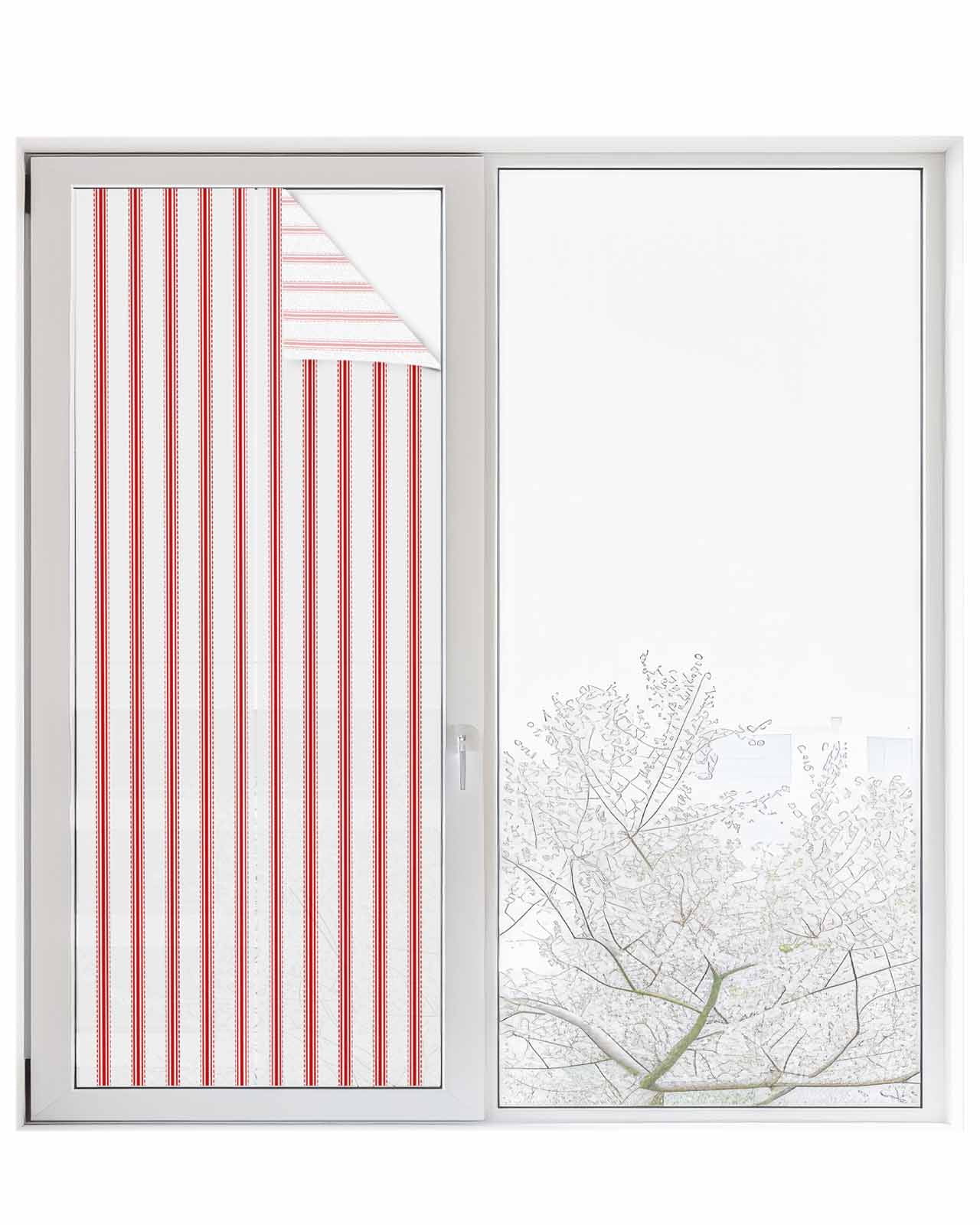Window Privacy Film, Red Stripes UV Sun Blocking Window Tint Film Heat ...