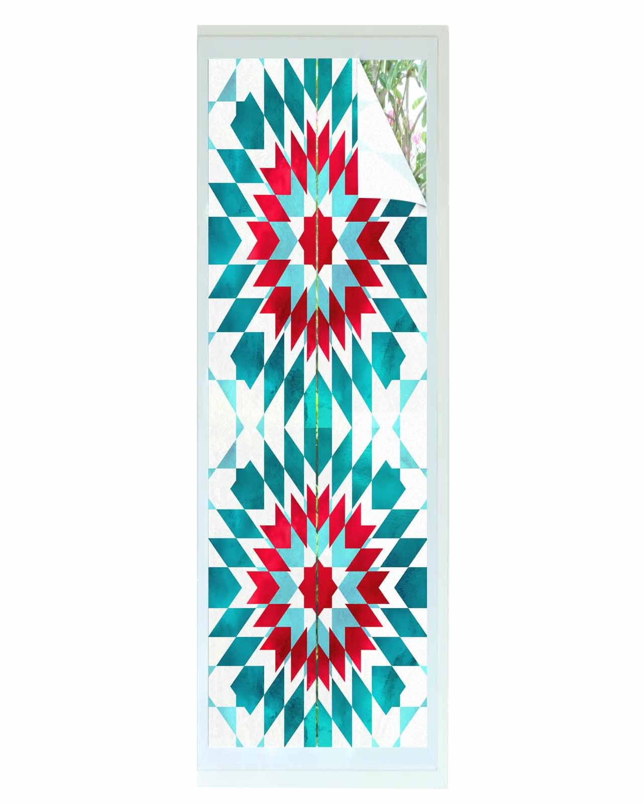 Window Privacy Film Red Turquoise Boho Stained Glass Window Film ...