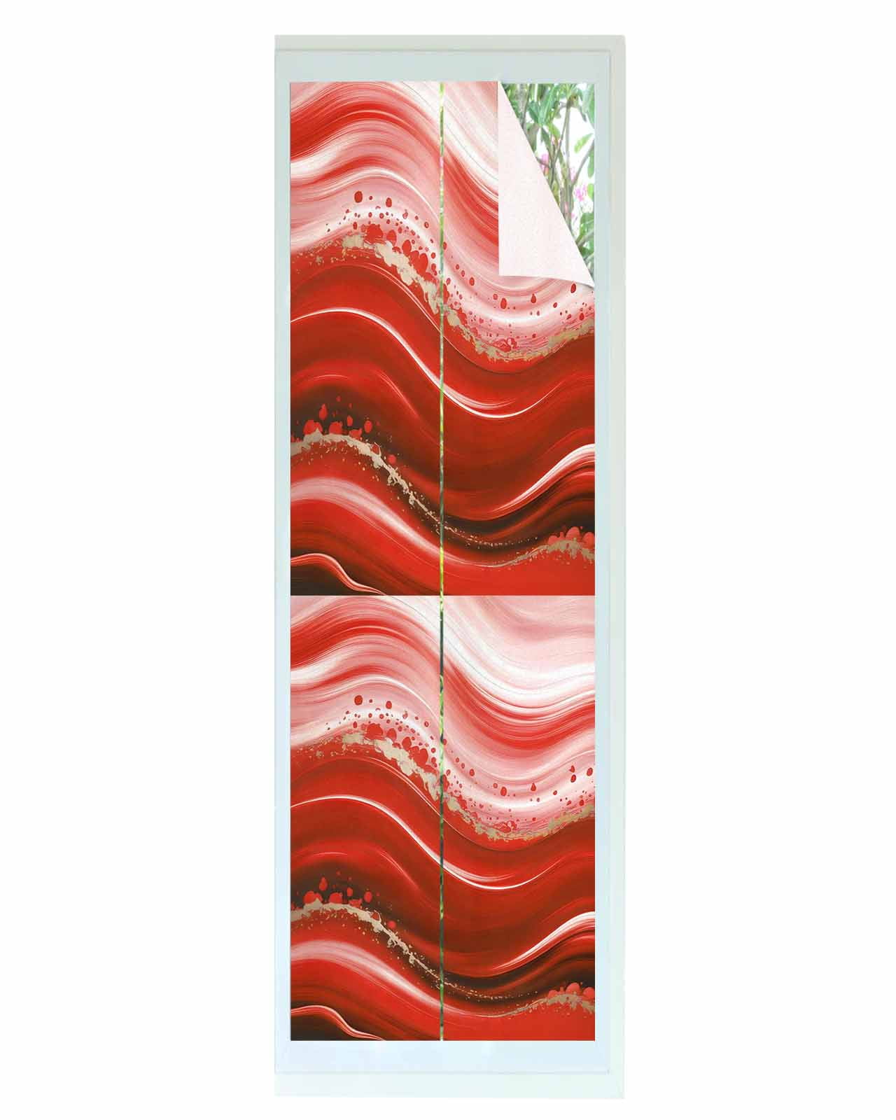 Window Privacy Film Red Waves Abstract Stained Glass Window Film ...