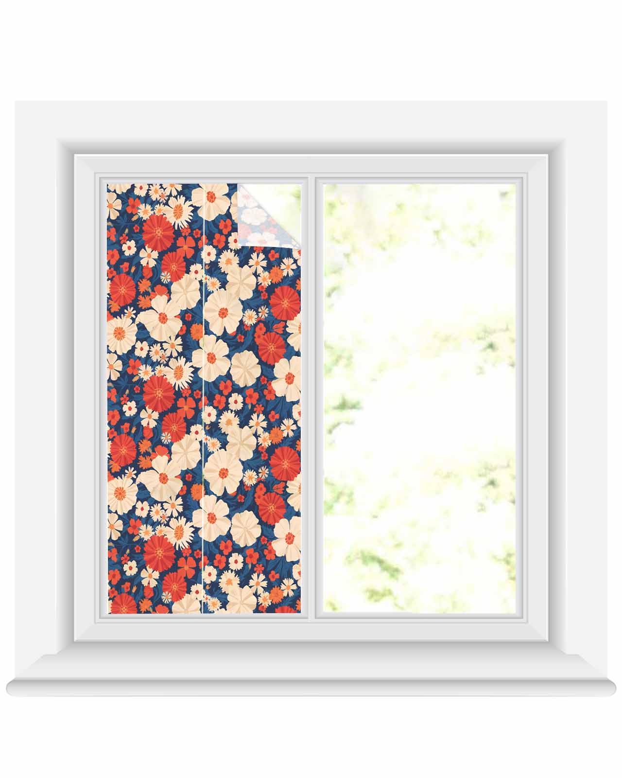 Window Privacy Film Red White Daisy Stained Glass Window Film ...