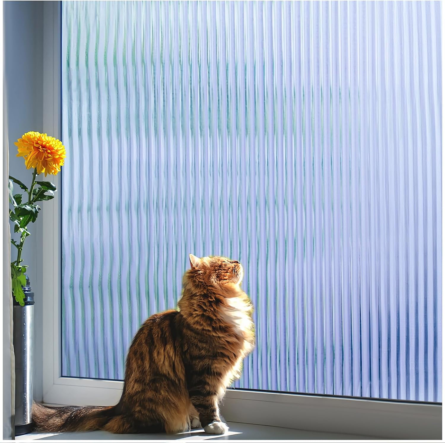 Window Privacy Film Reeded Glass, Frosted 3D Fluted Glass Window Cling ...