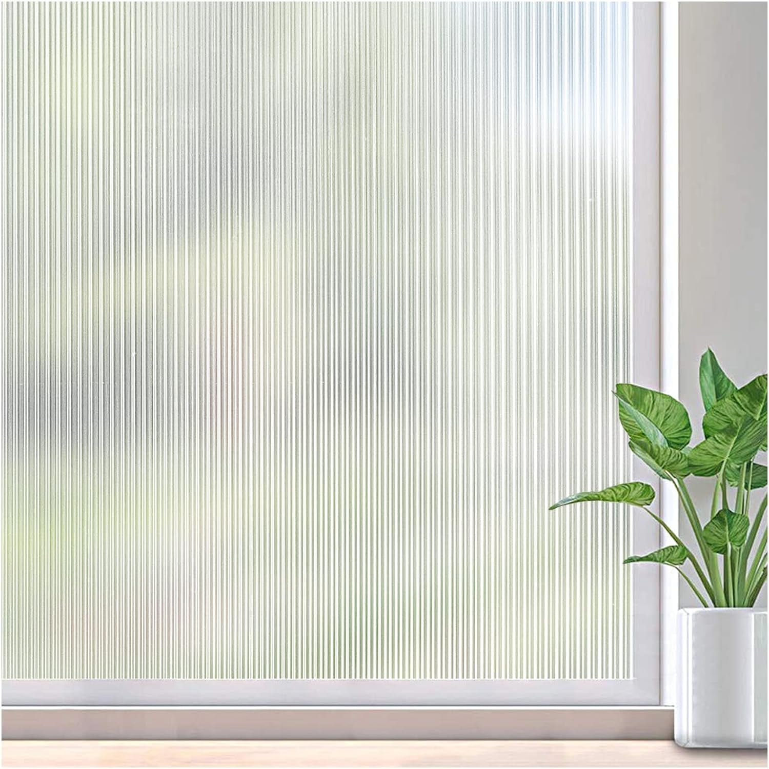 Window Privacy Film, Reeded Glass Window Film, Non-Adhesive Sun ...