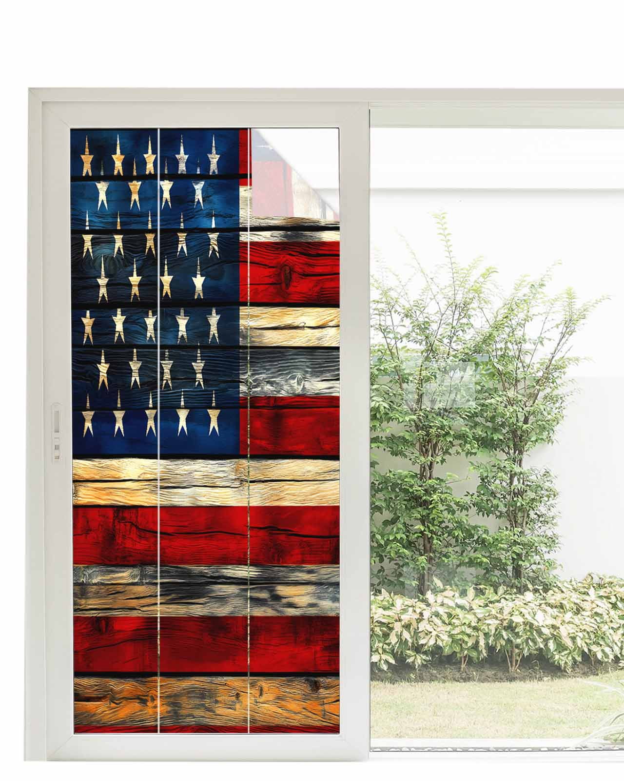 Window Privacy Film Retro American Flag Stained Glass Window Film ...