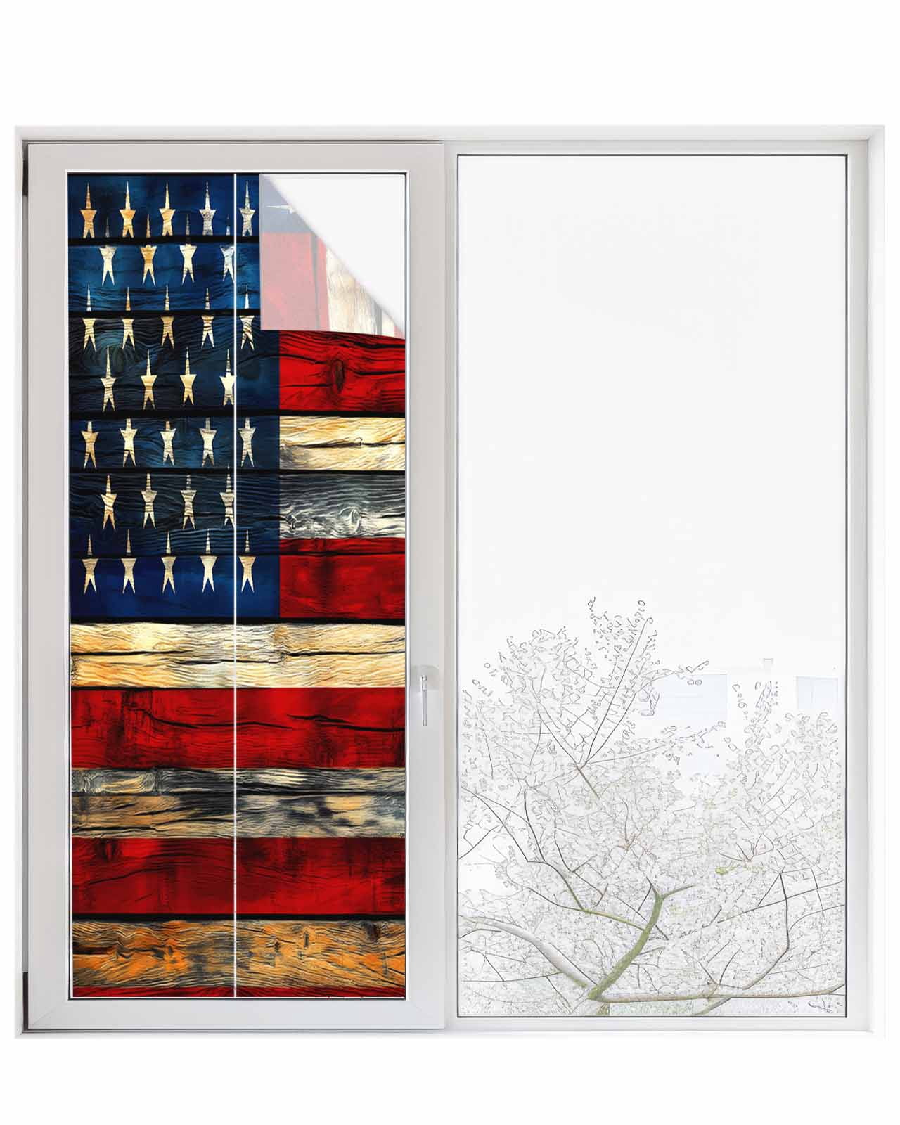 Window Privacy Film Retro American Flag Stained Glass Window Film ...