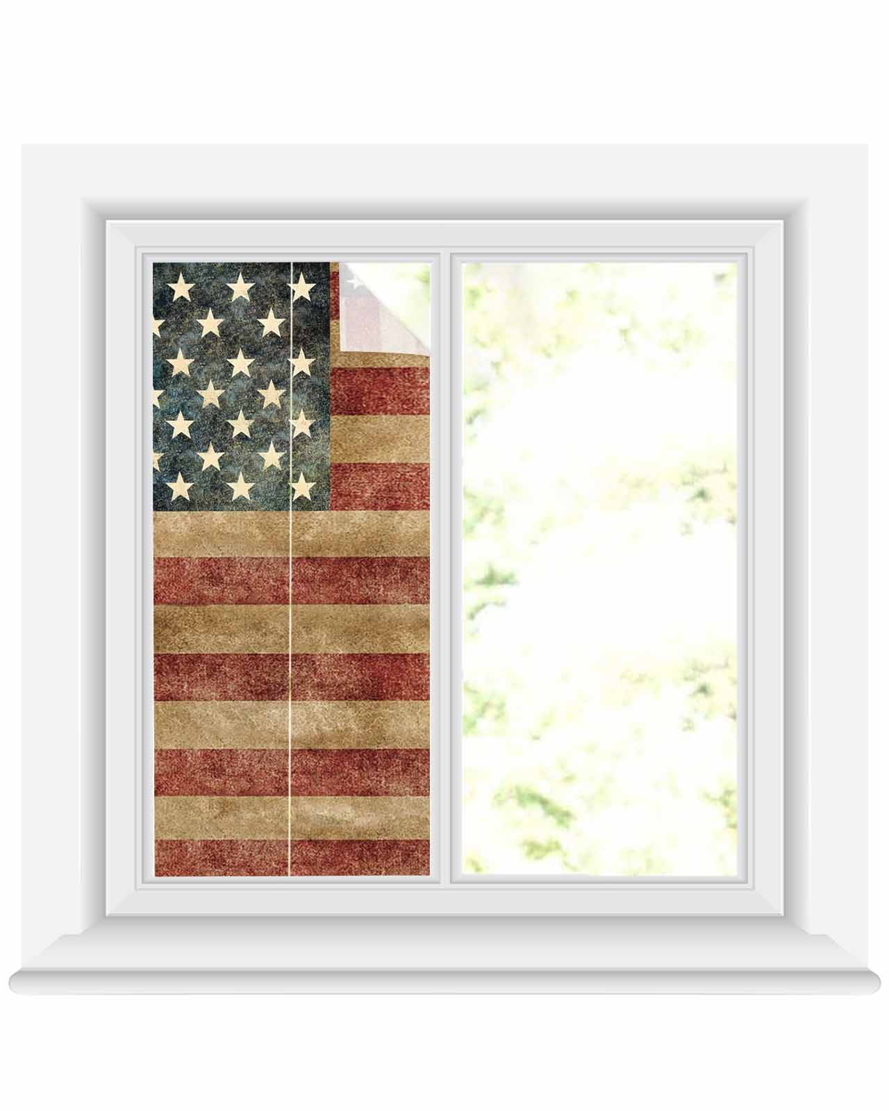 Window Privacy Film Retro American Flag Stained Glass Window Film ...