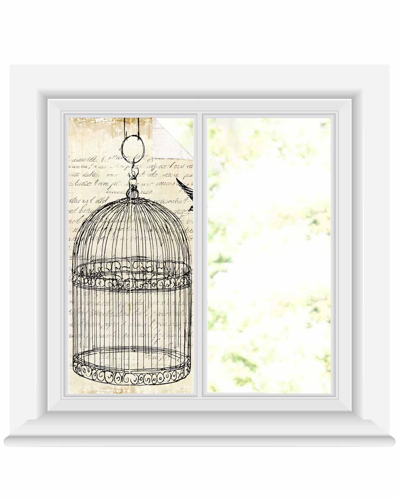 Window Privacy Film Retro Birdcage Stained Glass Window Film Decorative ...