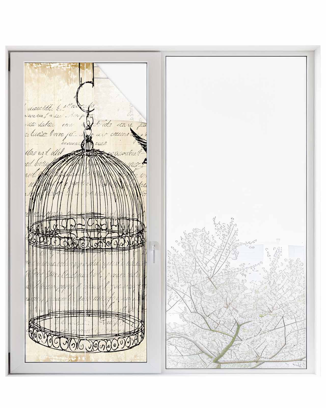 Window Privacy Film Retro Birdcage Stained Glass Window Film Decorative ...
