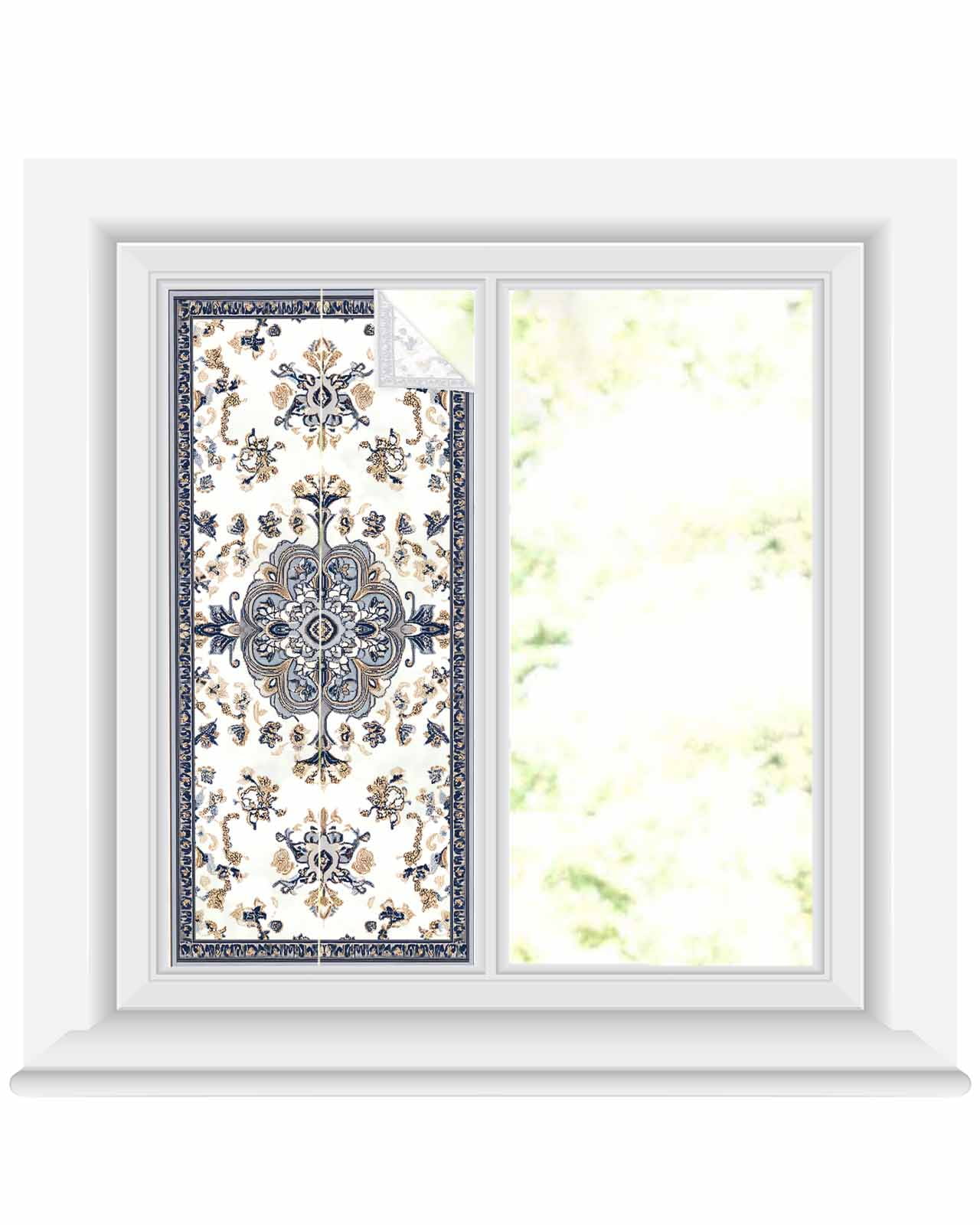 Window Privacy Film Retro Boho Stained Glass Window Film Decorative Sun ...
