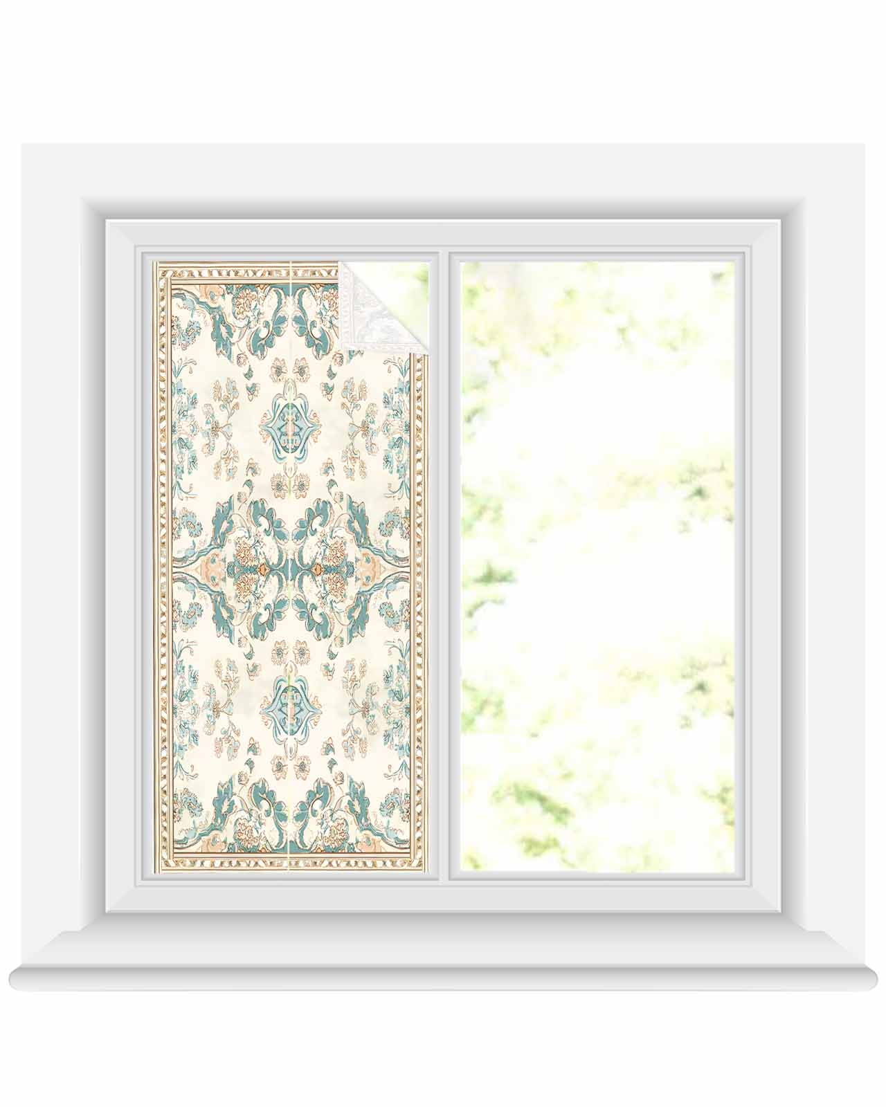 Window Privacy Film Retro Boho Stained Glass Window Film Decorative Sun ...