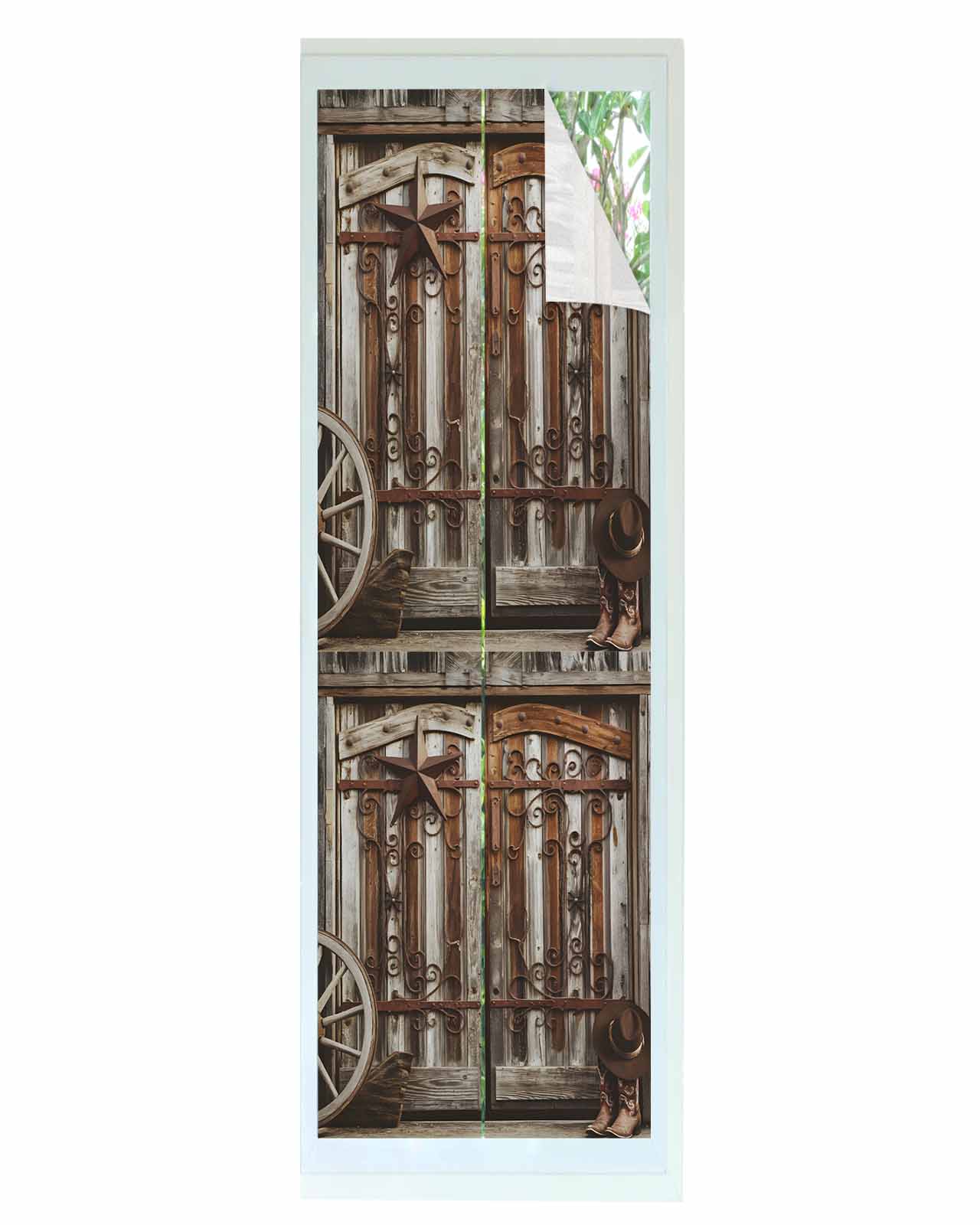 Window Privacy Film Retro Brown Door Stained Glass Window Film ...